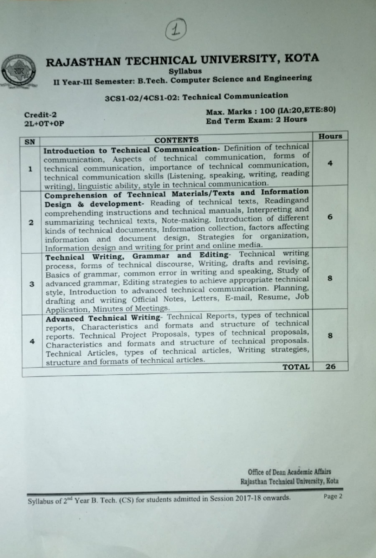 TC II Sem - Technical Communication Unit 1 Lecture Notes and Syllabus ...