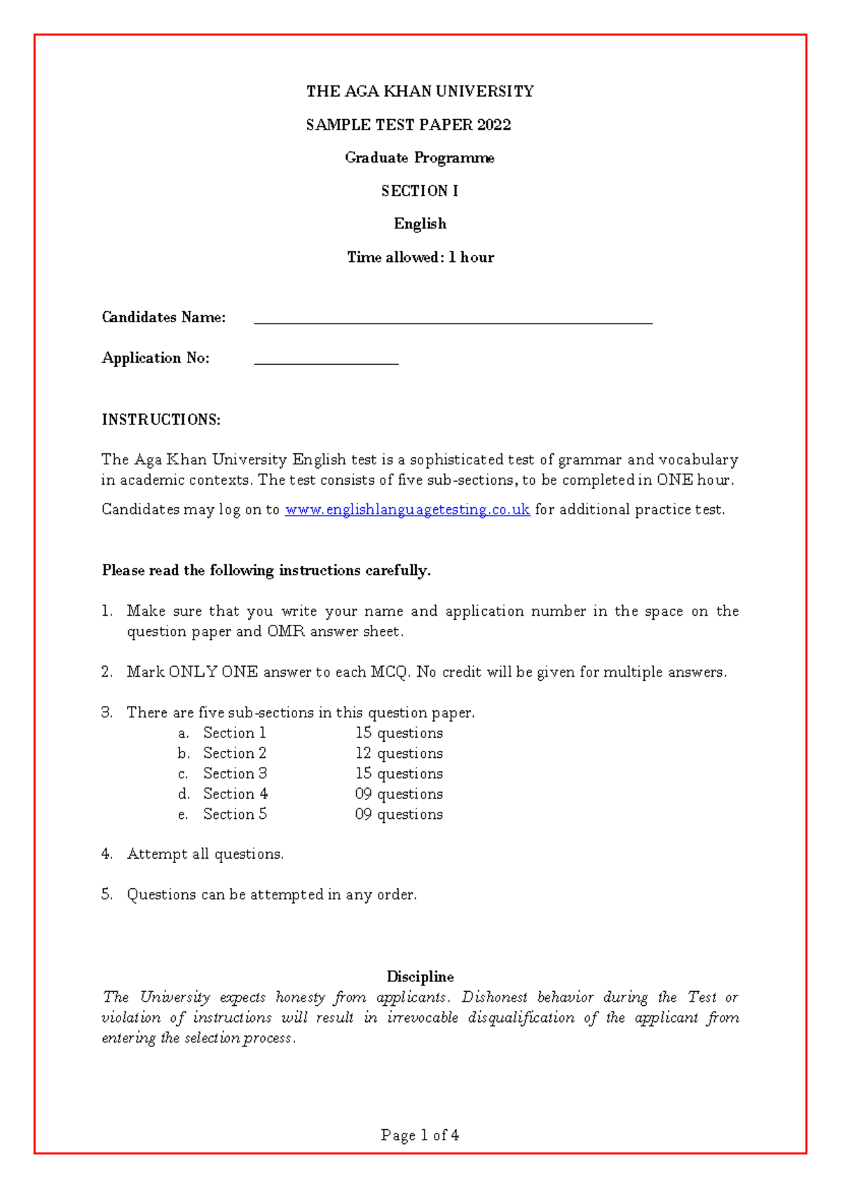 Sample-paper-MSc N - MSC n - THE AGA KHAN UNIVERSITY SAMPLE TEST PAPER ...