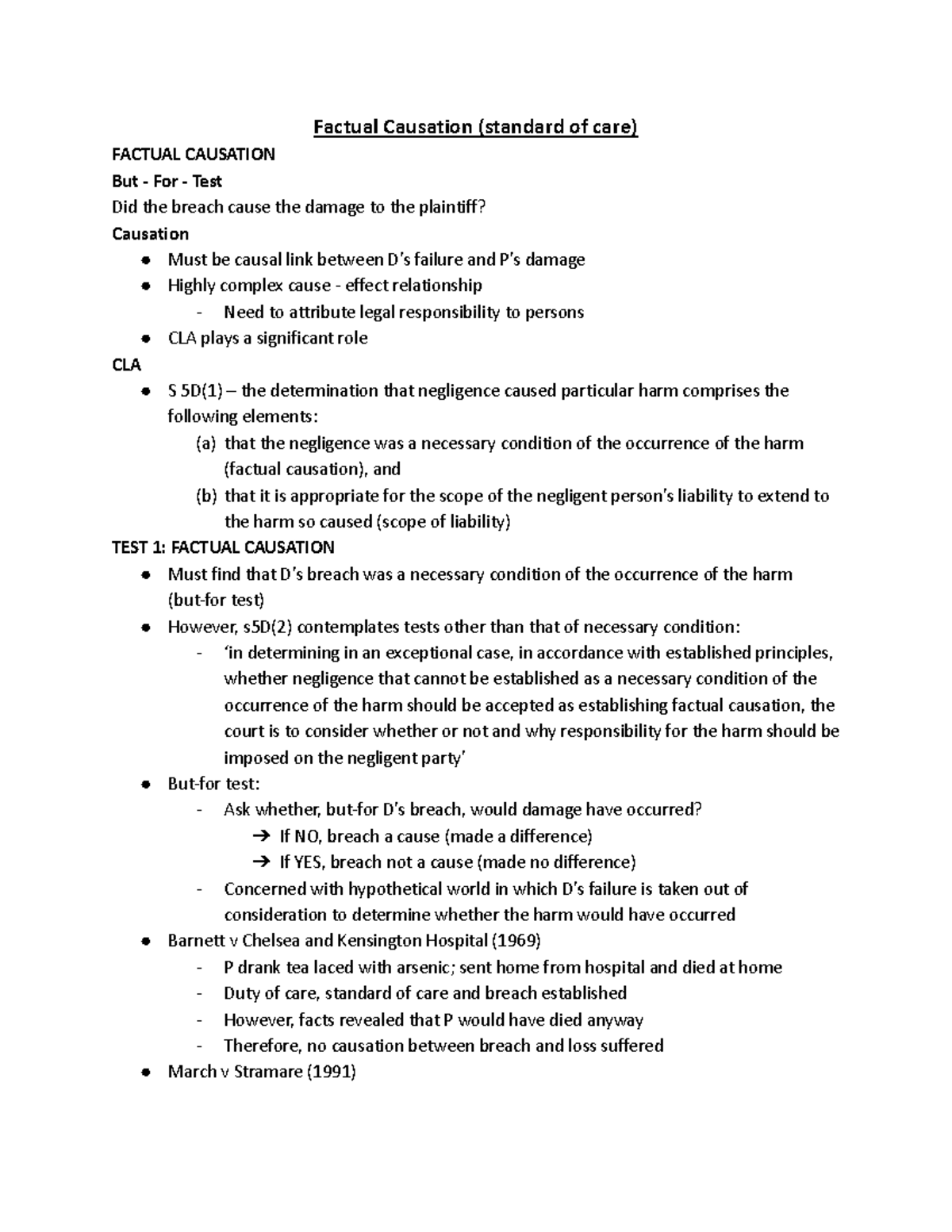 Factual Causation and Legal Responsibility: CLA S5D Analysis W9 - Studocu