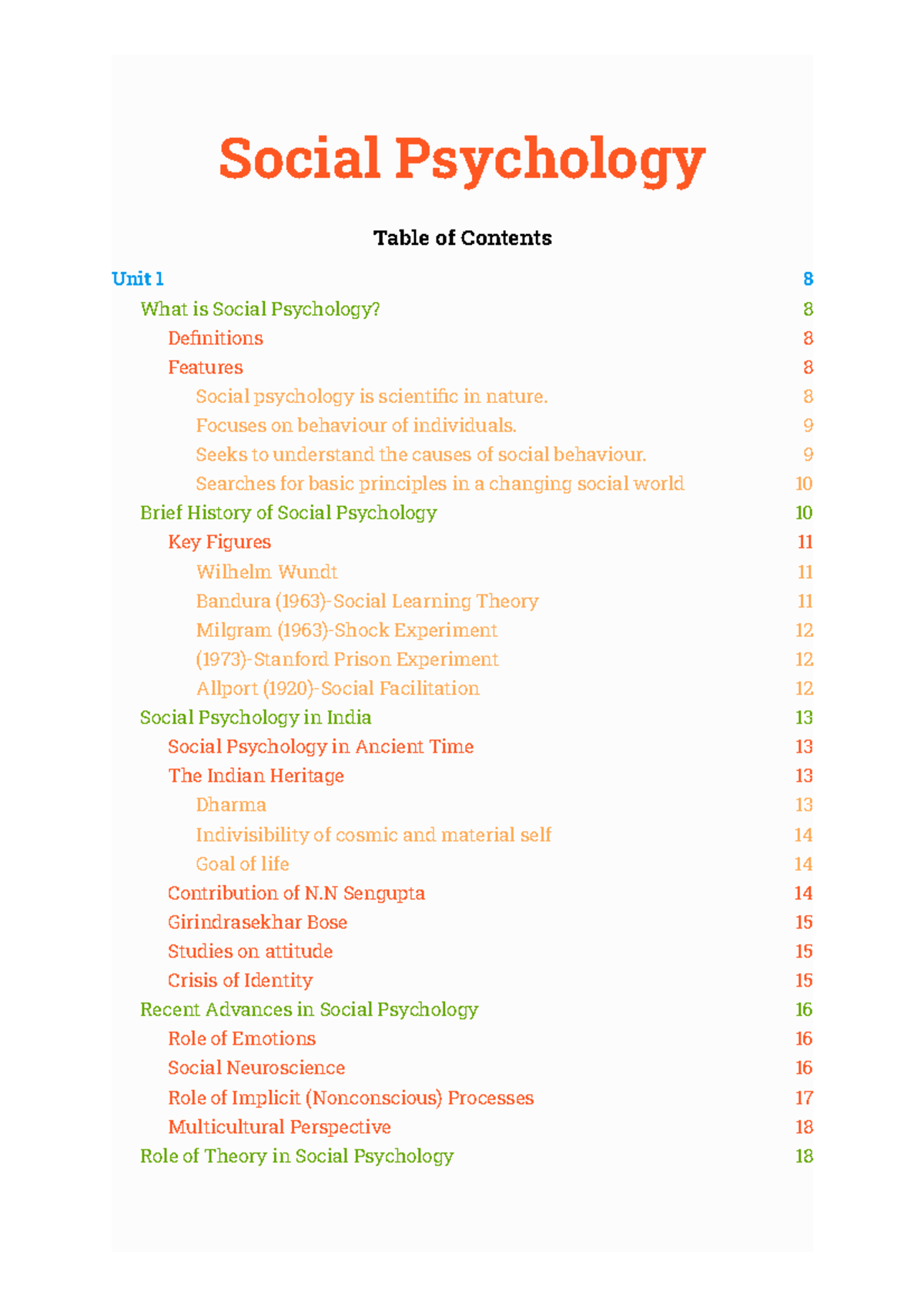 Social Psychology Notes - Social Psychology Unit Table of Contents What ...