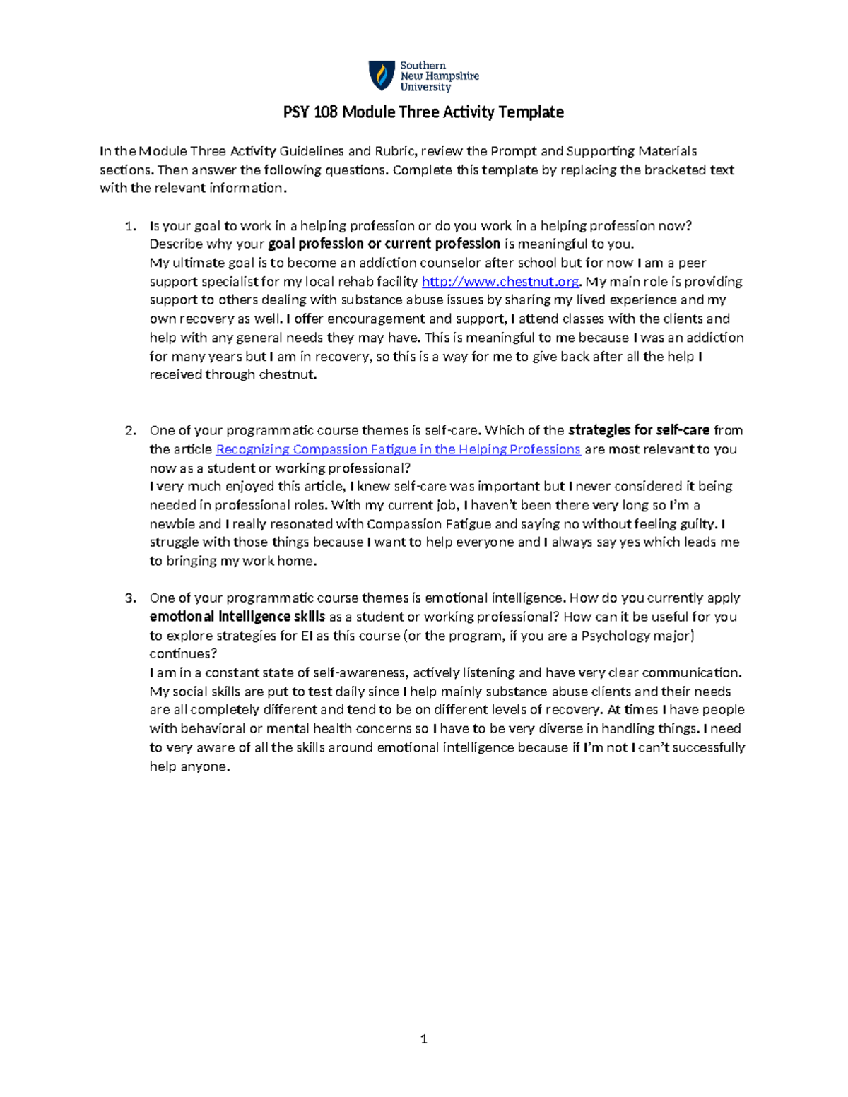 Module 3-2 - PSY 108 Module Three Activity Template In the Module Three Activity Guidelines and ...