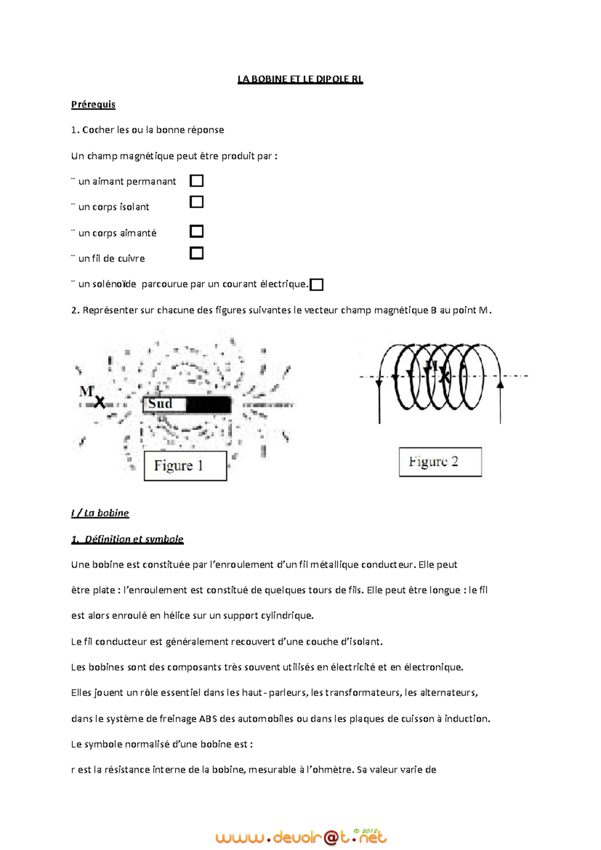 Cours de Sciences Physiques - Bobine et Dipôle RL - Bac S (2012-2013 ...