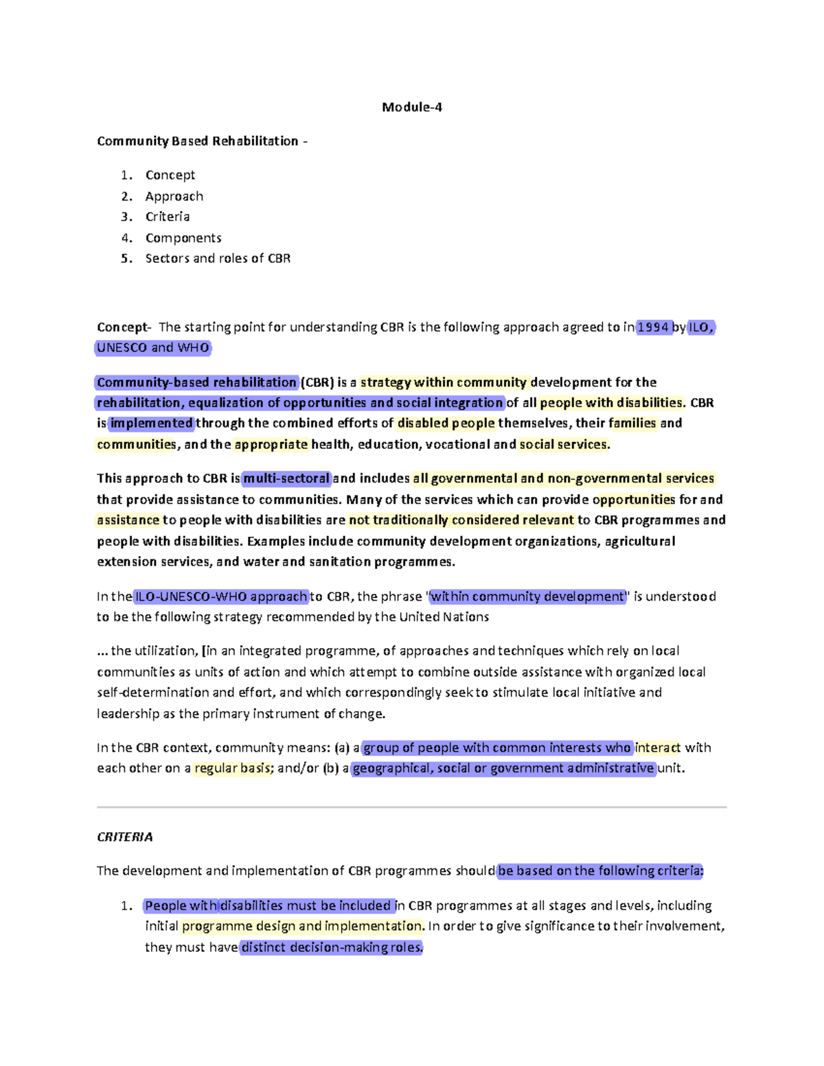 Module-4: Understanding Community-Based Rehabilitation Strategies - Studocu