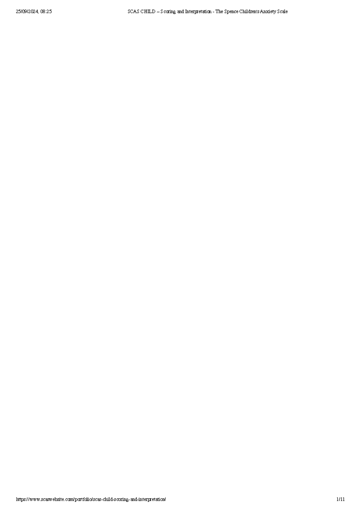 SCAS Child - Scoring Interpretation Guide for Anxiety Assessment - Studocu