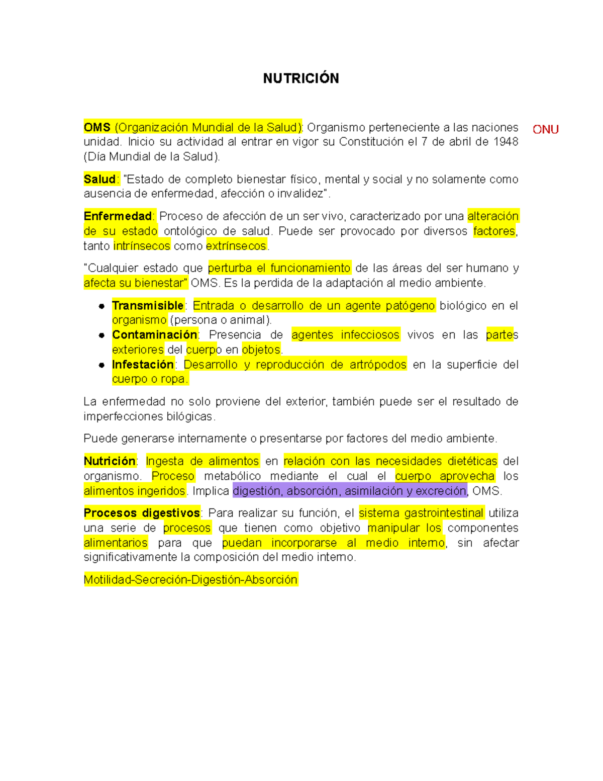 Guía para el 1er Parcial de Nutriología NUTRICIÓN OMS - Studocu