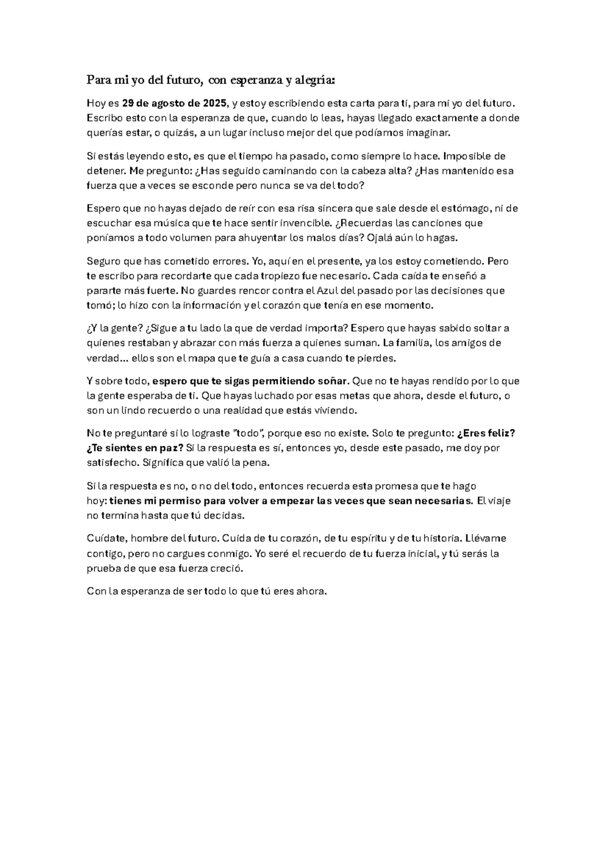 Carta a mi yo del futuro - DDDDDD - Studocu