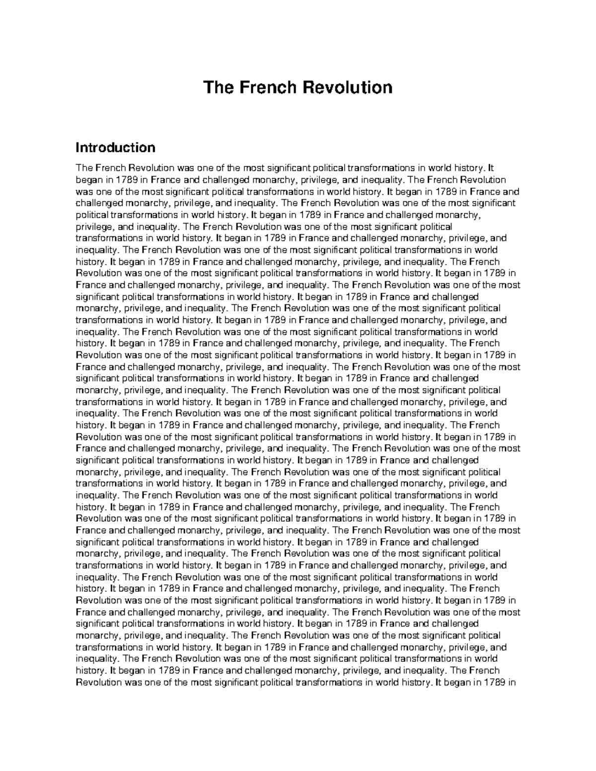 French Revolution Overview: Key Events and Impacts - Studocu
