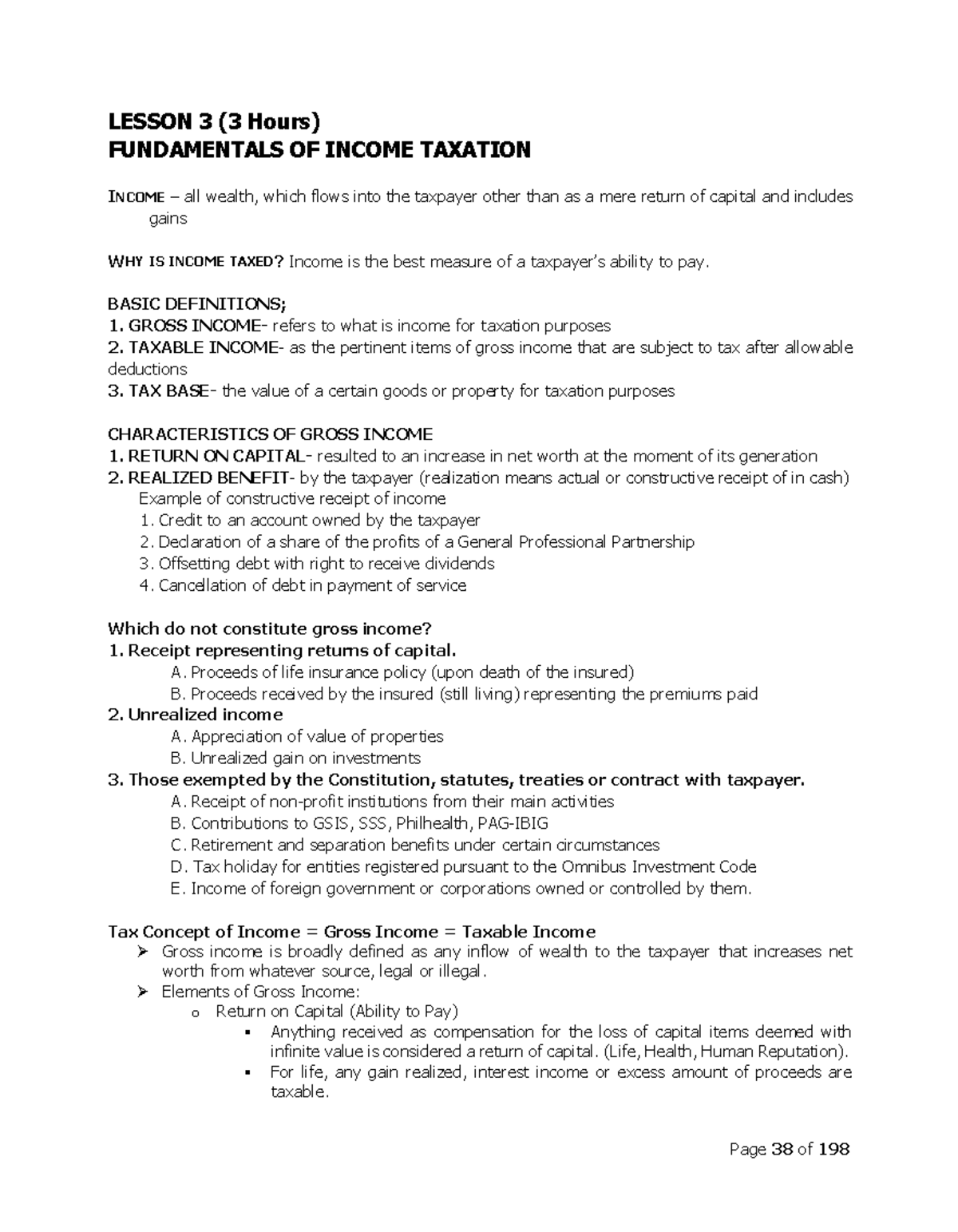 Lesson 3: Key Concepts of Income Taxation - Definitions & Framework ...