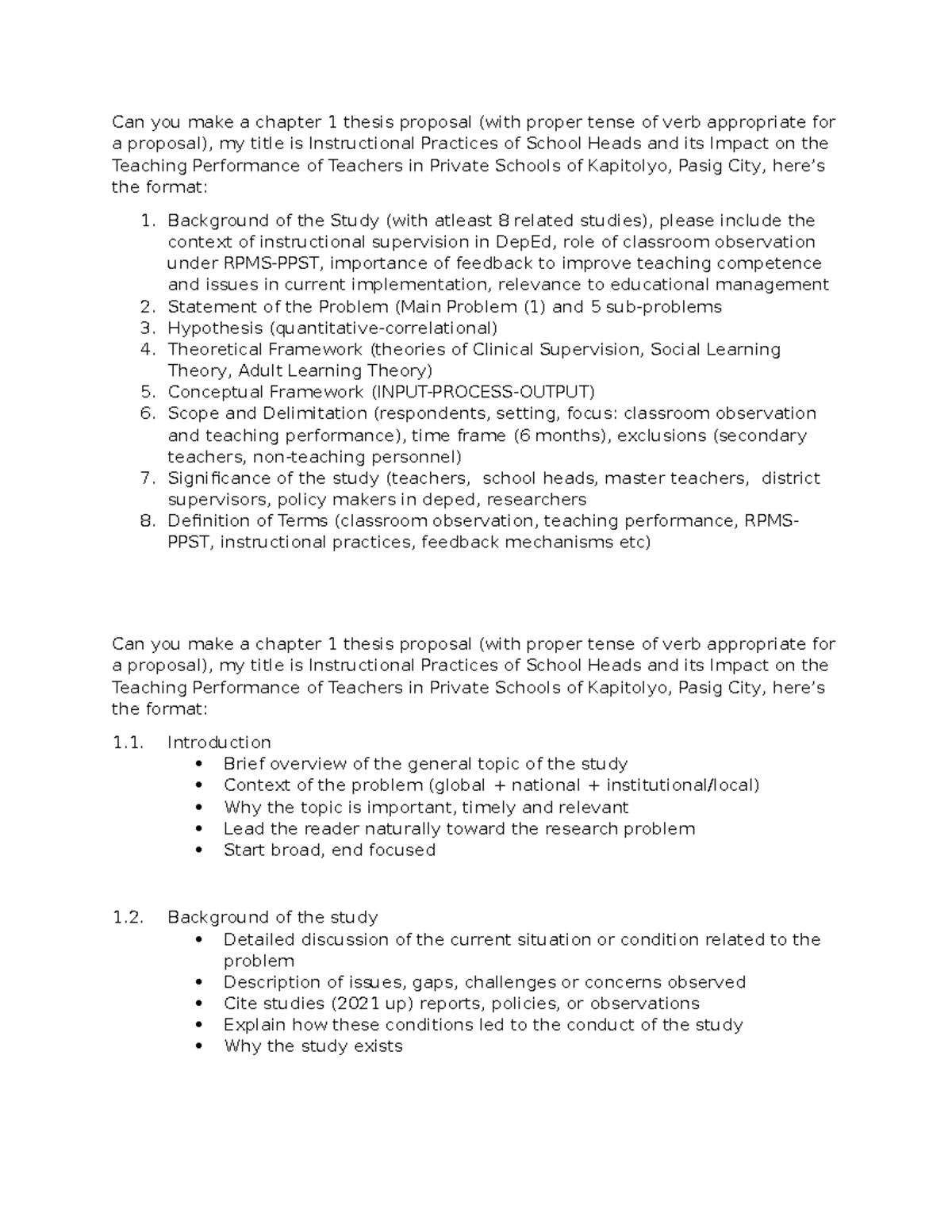 Thesis Proposal: Instructional Practices of School Heads & Teacher ...