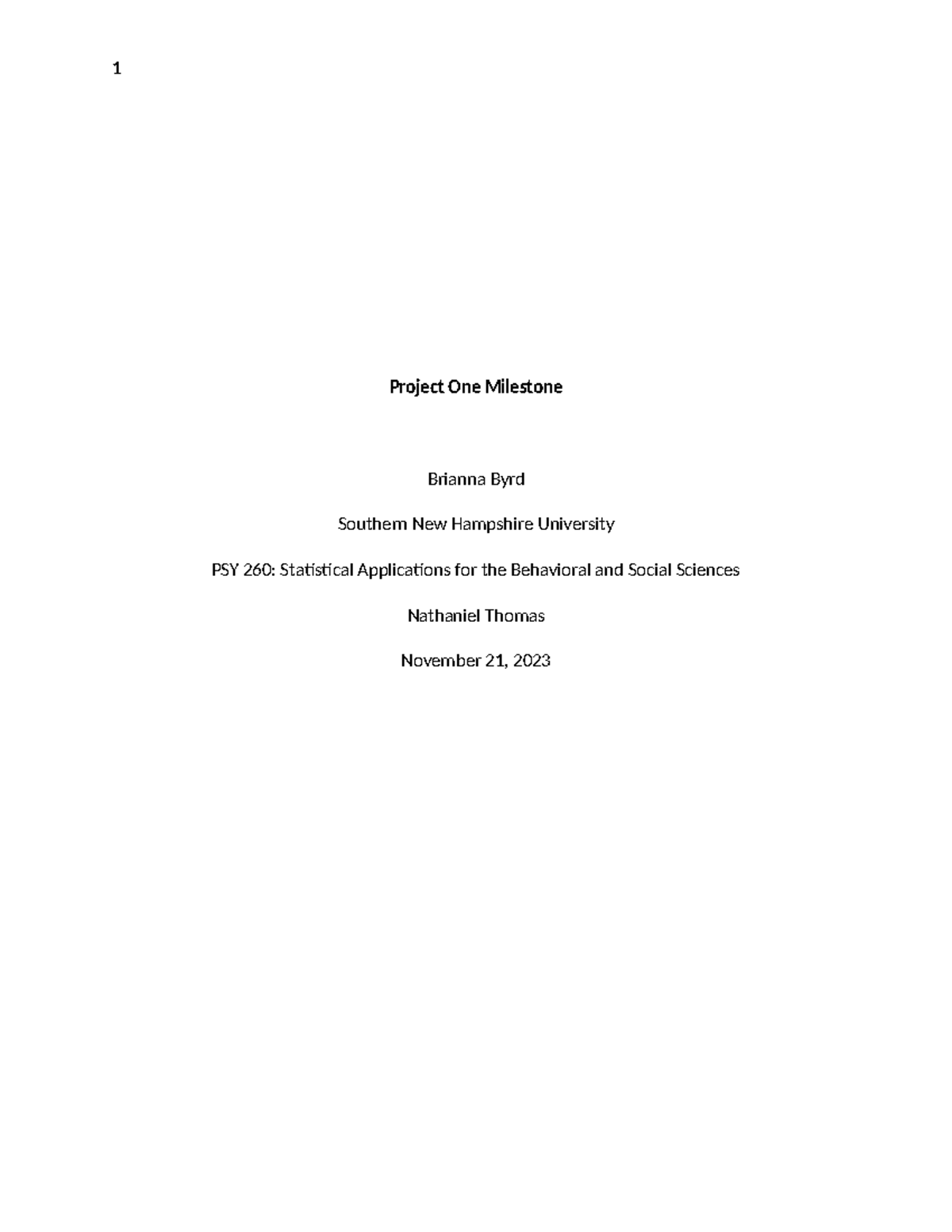 PSY260 Project One Milestone: Variables and Data Analysis - Studocu