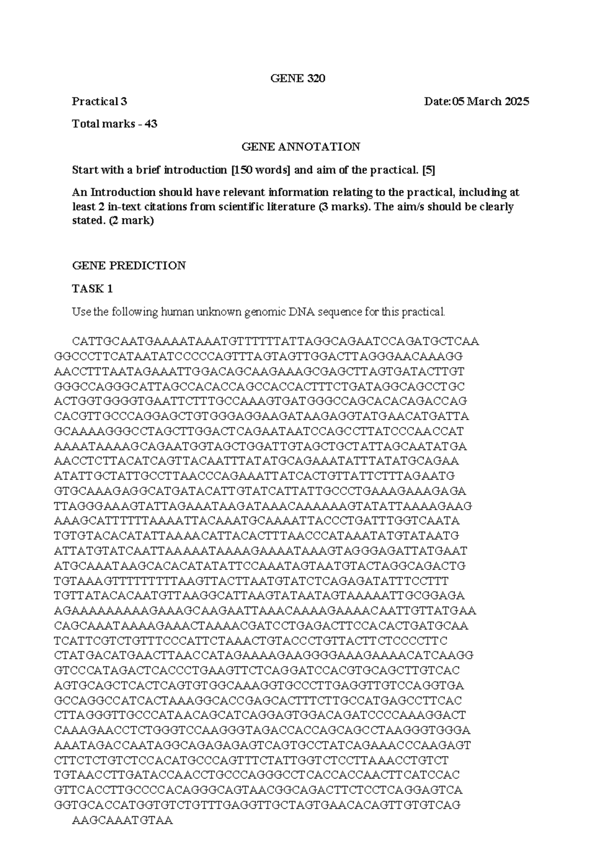 Gene 320 Practical 3: Gene Annotation and Prediction Analysis - Studocu