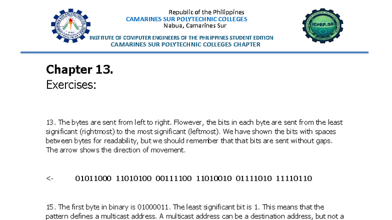 CSPC ICPEP Chapter 13: Exercises on Data Transmission and Ethernet ...