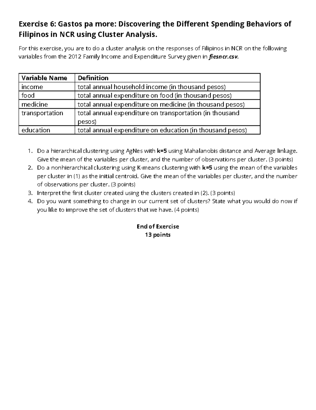 Exercise 6: Cluster Analysis of Filipino Spending Behaviors in NCR ...