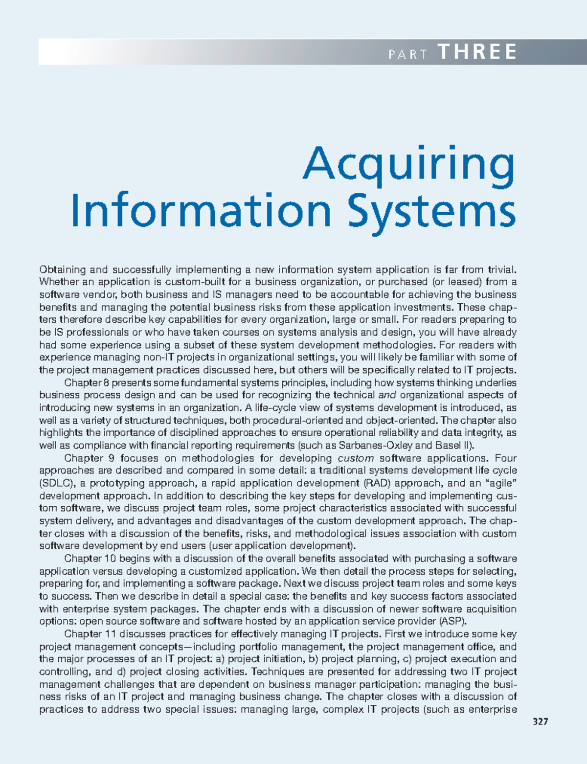 PA R T THREE: Acquiring Information Systems - Chapter 8 Overview - Studocu