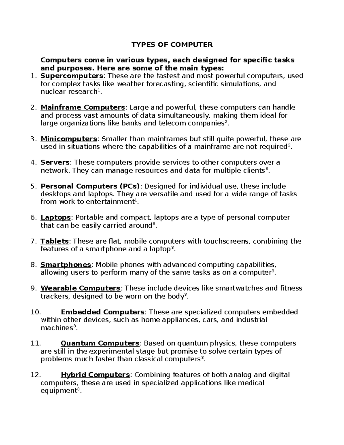 Types-OF- Computer - This notes helps students to thier study - TYPES ...