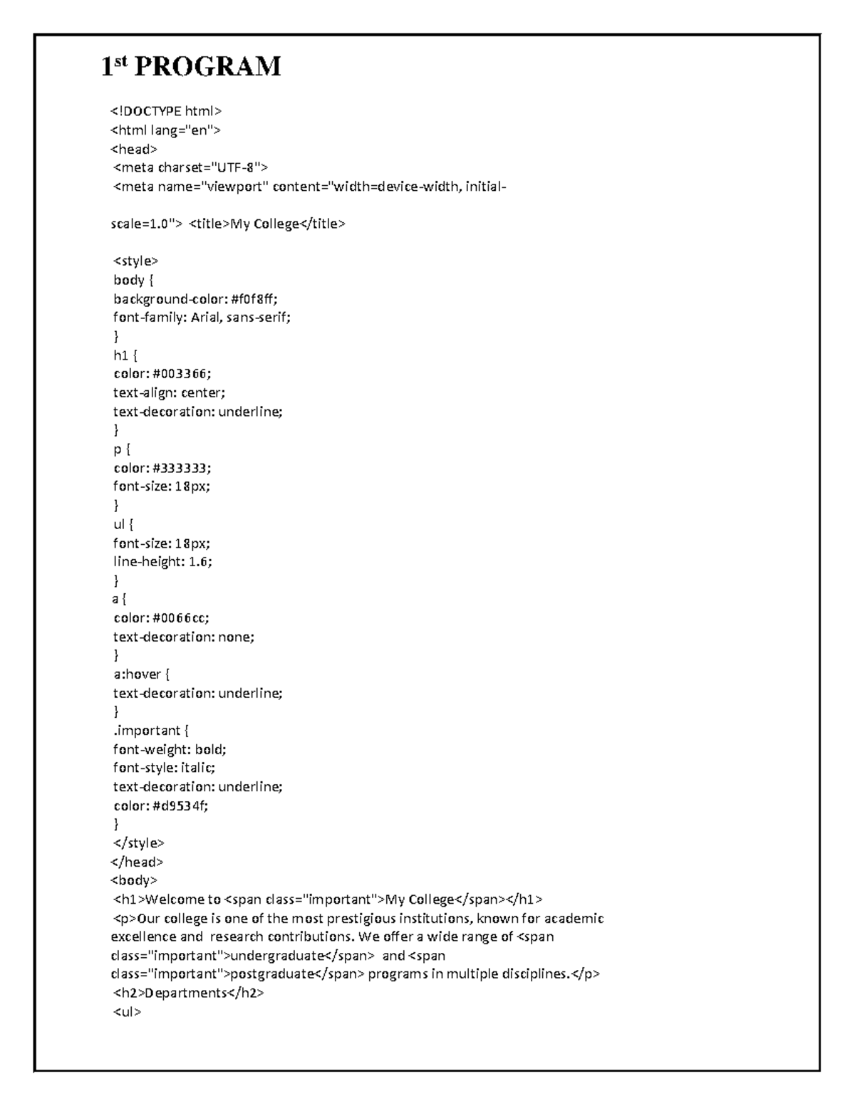 WEB TECH SEM Practical - Overview of Program Structure and Files - Studocu