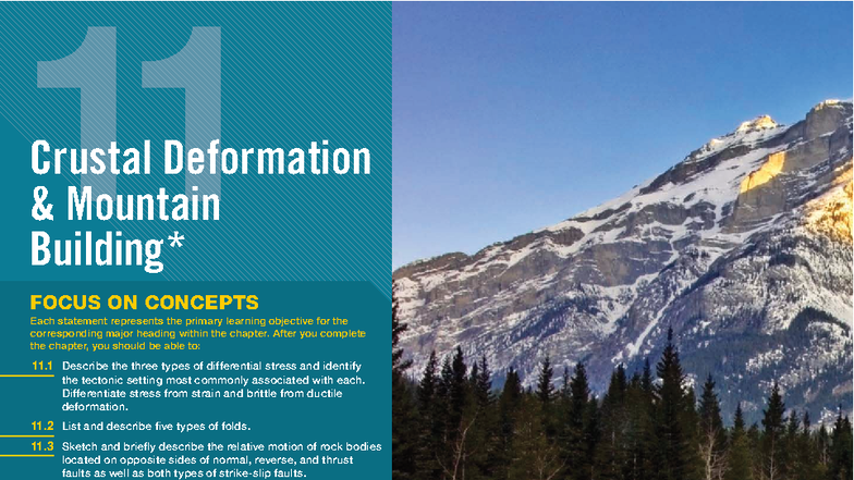 11 Geology: Crustal Deformation and Mountain Building Concepts - Studocu
