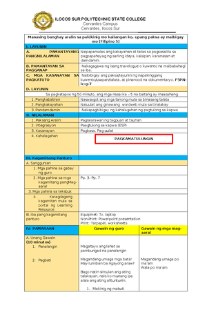 Pagtataya (epp) - Lesson plan - Pangalan: Panuto: Lagyan ng tsek ...