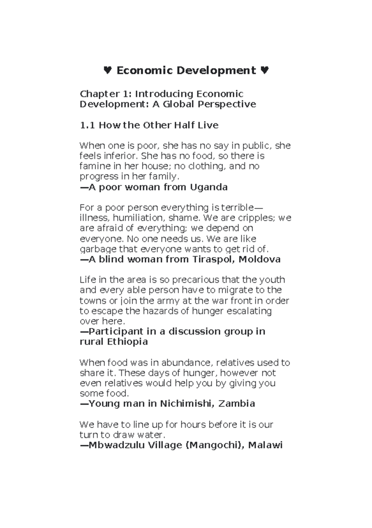 Economic Development - Module - ♥ Economic Development ♥ Chapter 1 ...