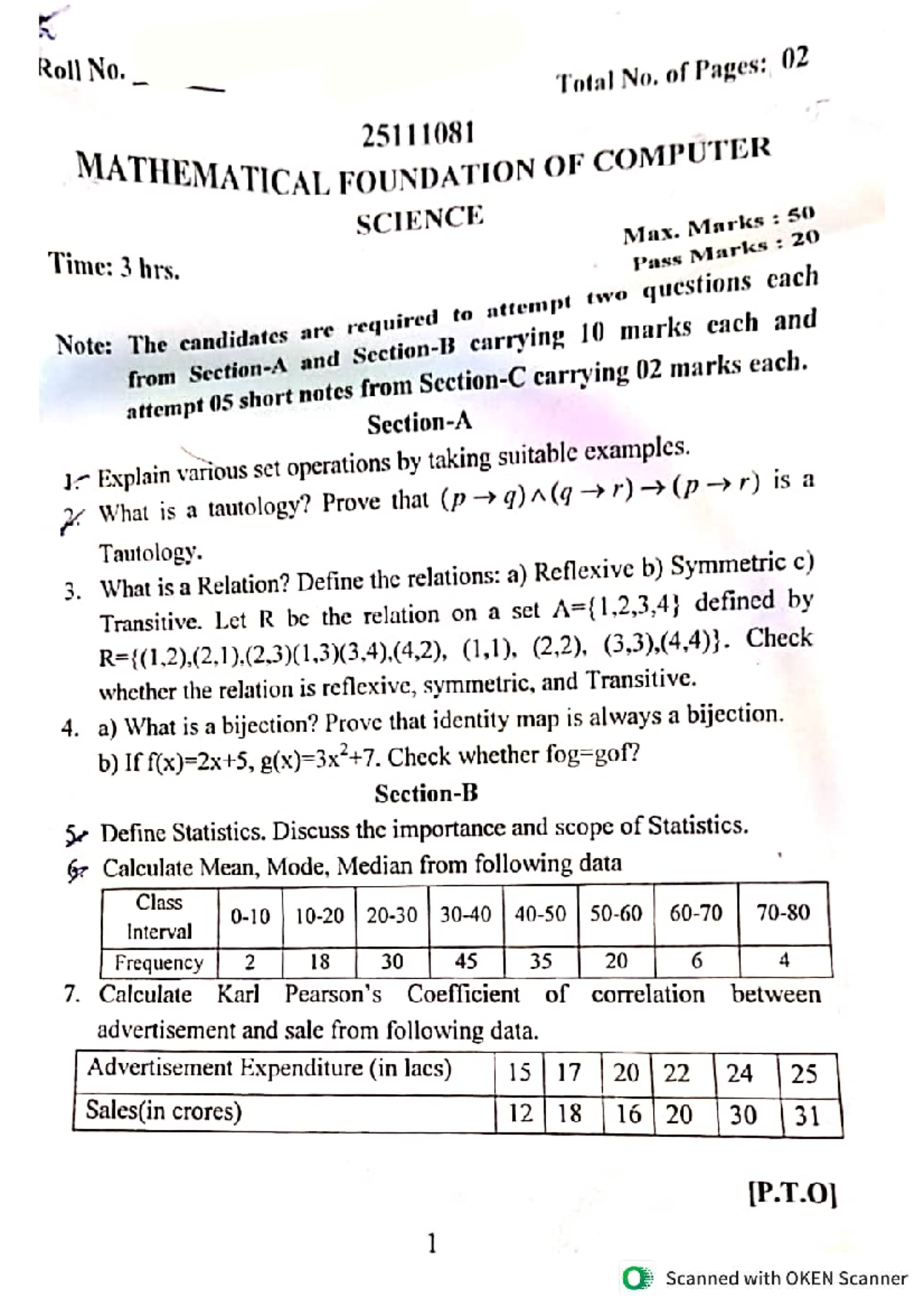Mathematical Foundation of Computer Science Exam (2025) - Key Concepts ...