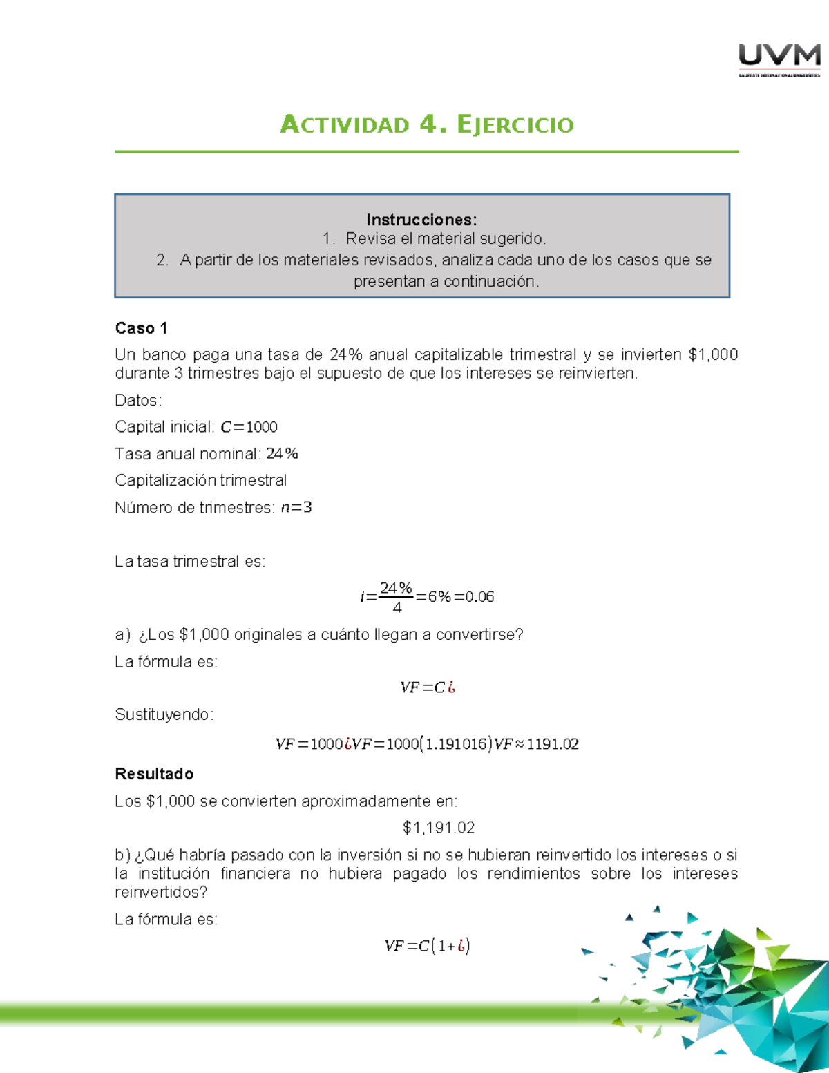 U2 Ejercicio - Análisis de Interés Simple y Compuesto - Studocu