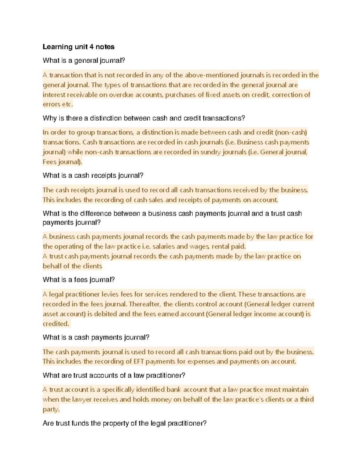 FAC1503 Learning Unit 4 & 5: General Journal & Ledger Insights - Studocu