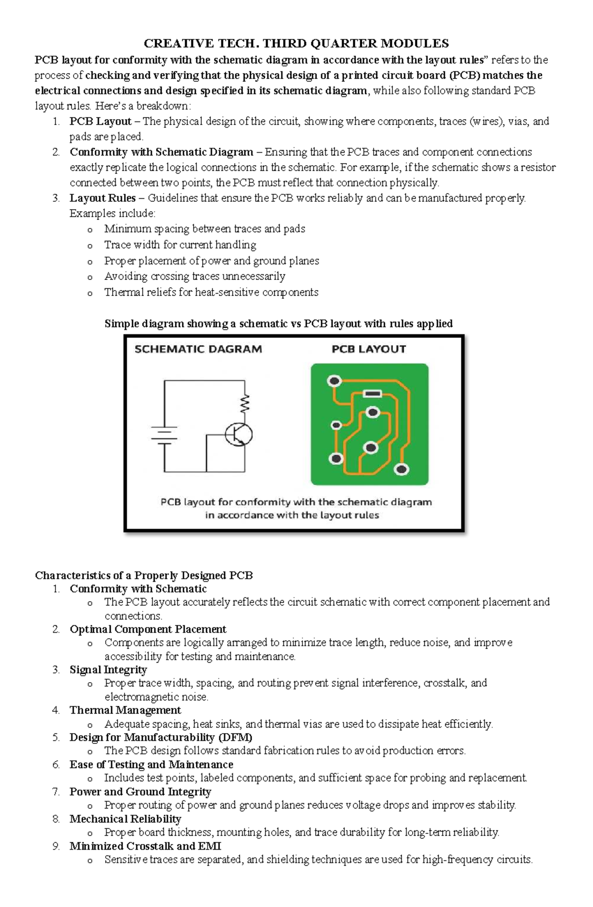 Creative TECH. 3rd Quarter Module: PCB Layout & Design Principles - Studocu