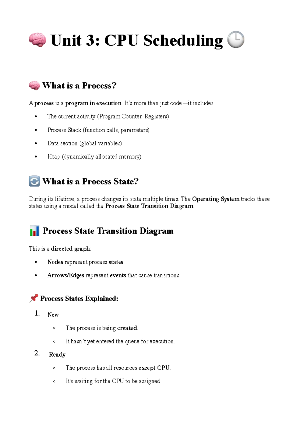 UNIT 3: CPU Scheduling & Process Management Notes - Studocu