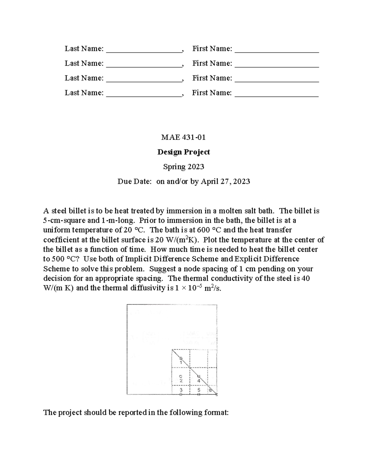 MAE 431- Design Project: Heat Treatment Analysis using Schemes - Studocu