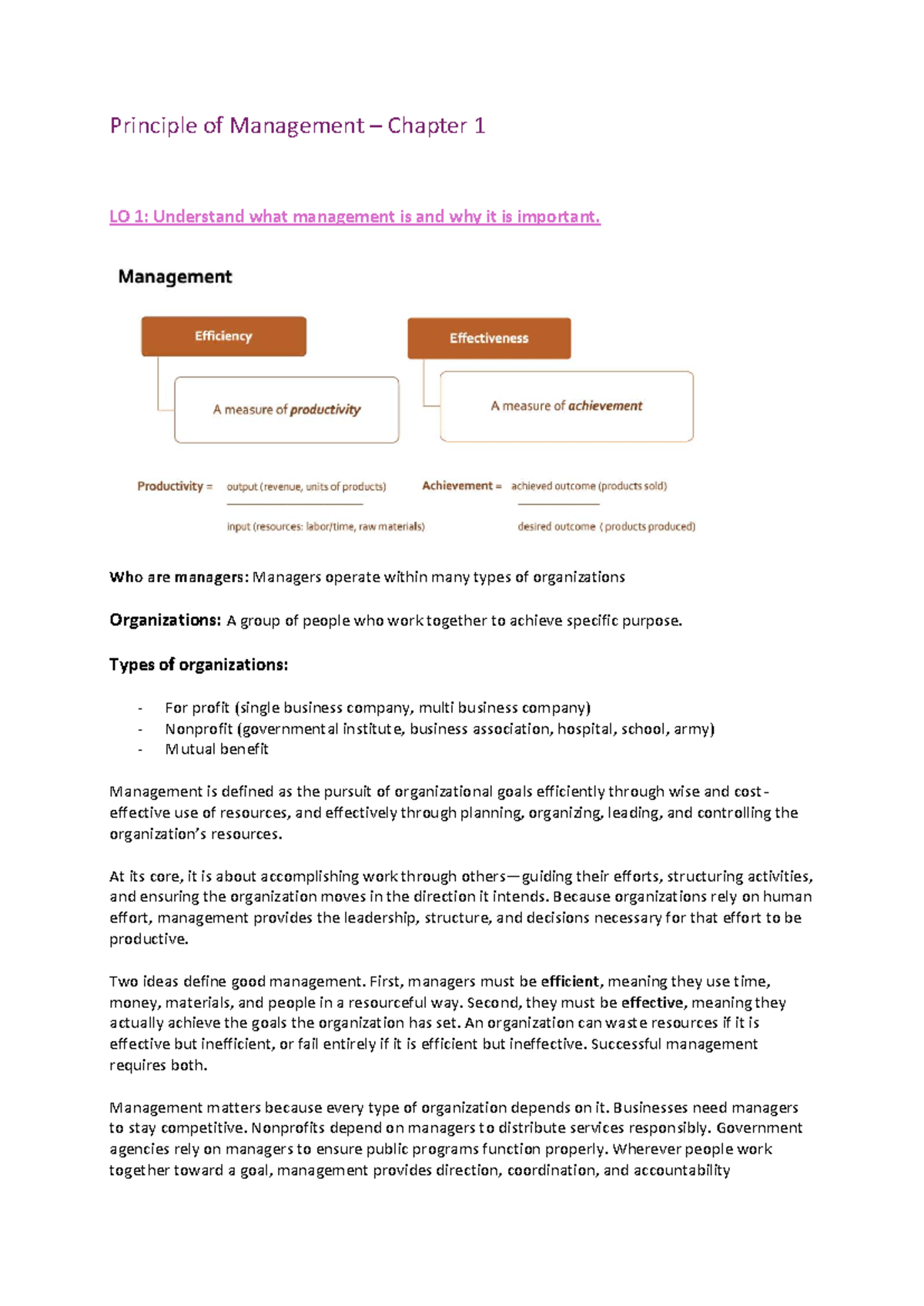 Principle of Management - Chapter 1: Understanding Management and Its ...