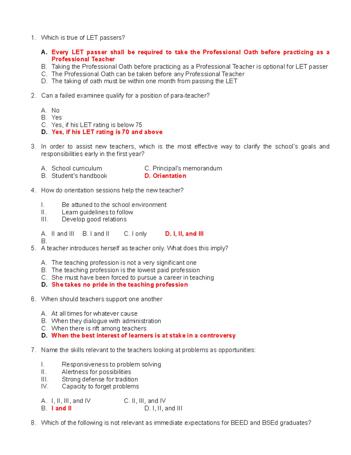 Profed Final Exam Coaching 1: LET Passers and Teaching Effectiveness ...