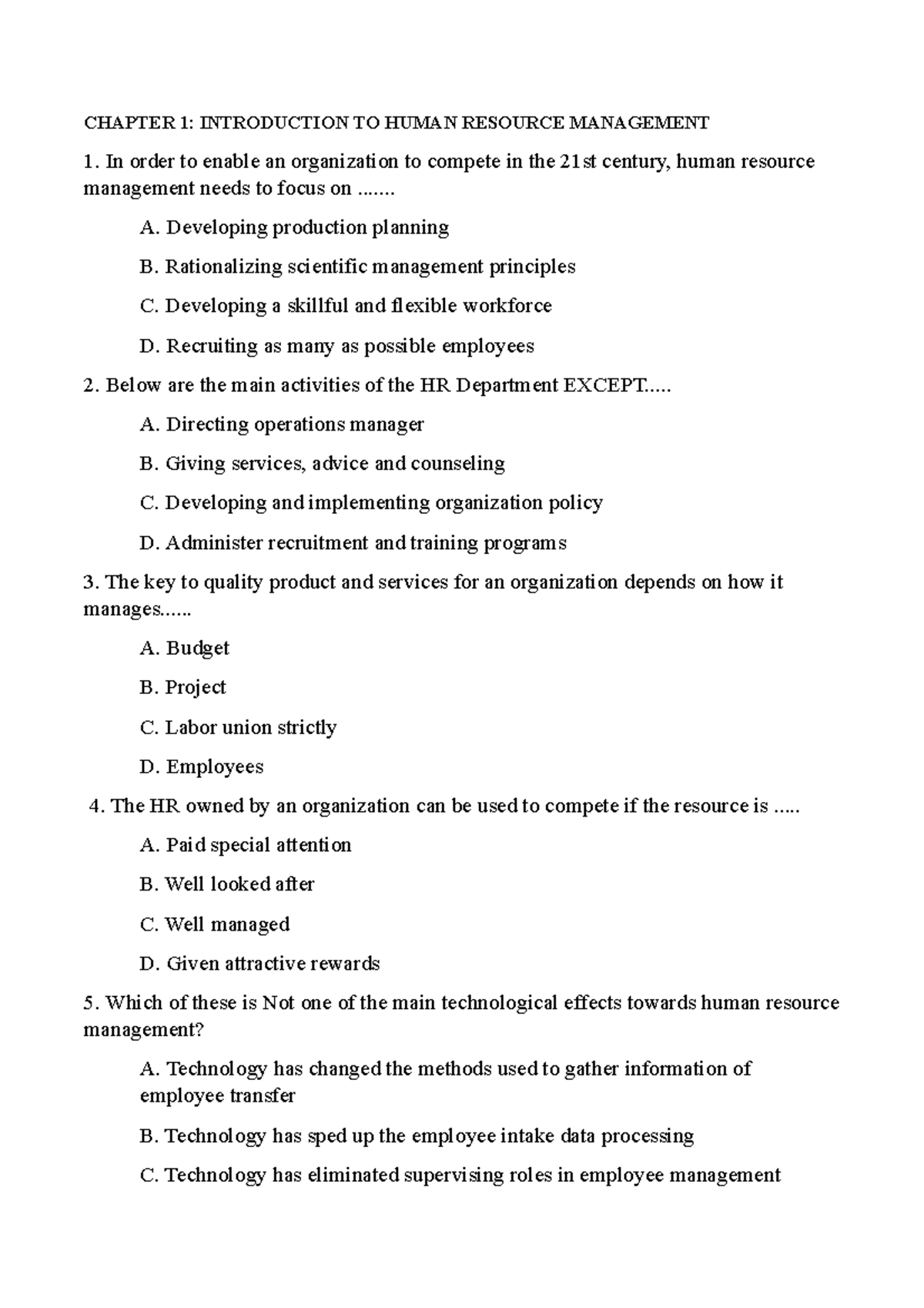 Trắc nghiệm - HRM: Human Resource Management Basics & Key Concepts ...