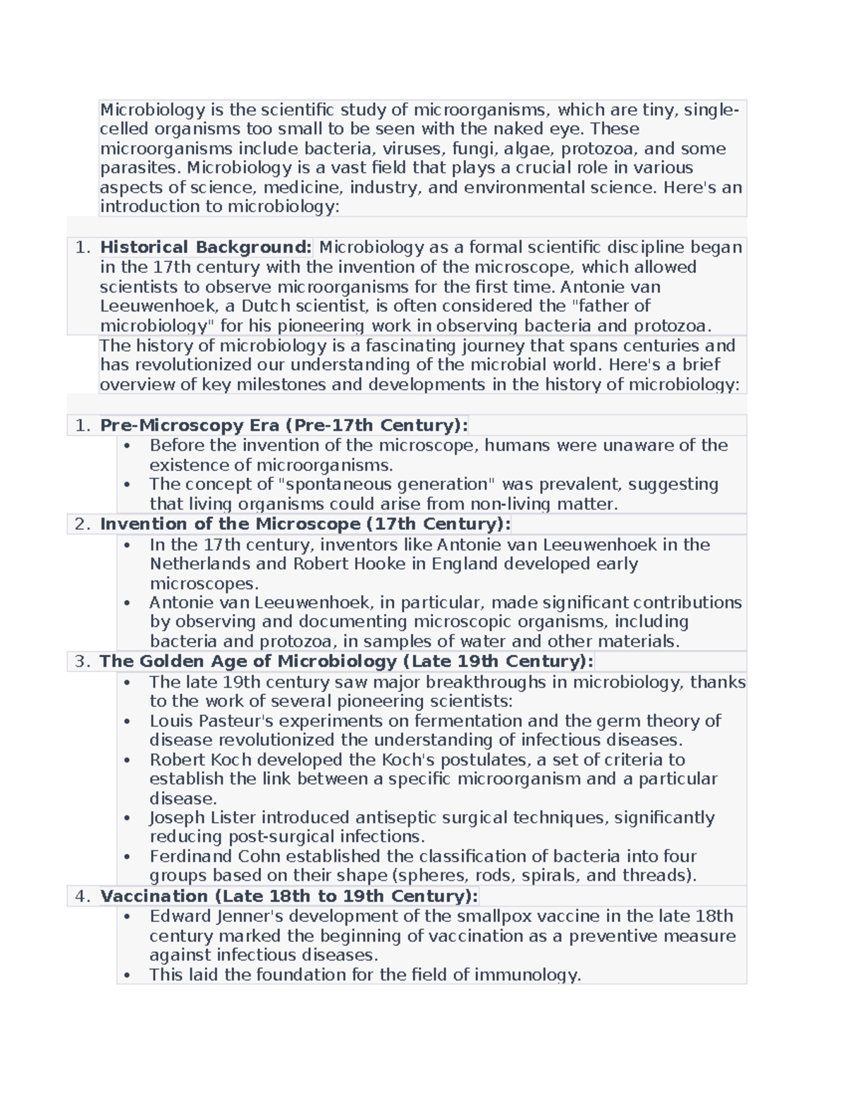 Microbiology Introduction: Key Concepts and Historical Milestones - Studocu