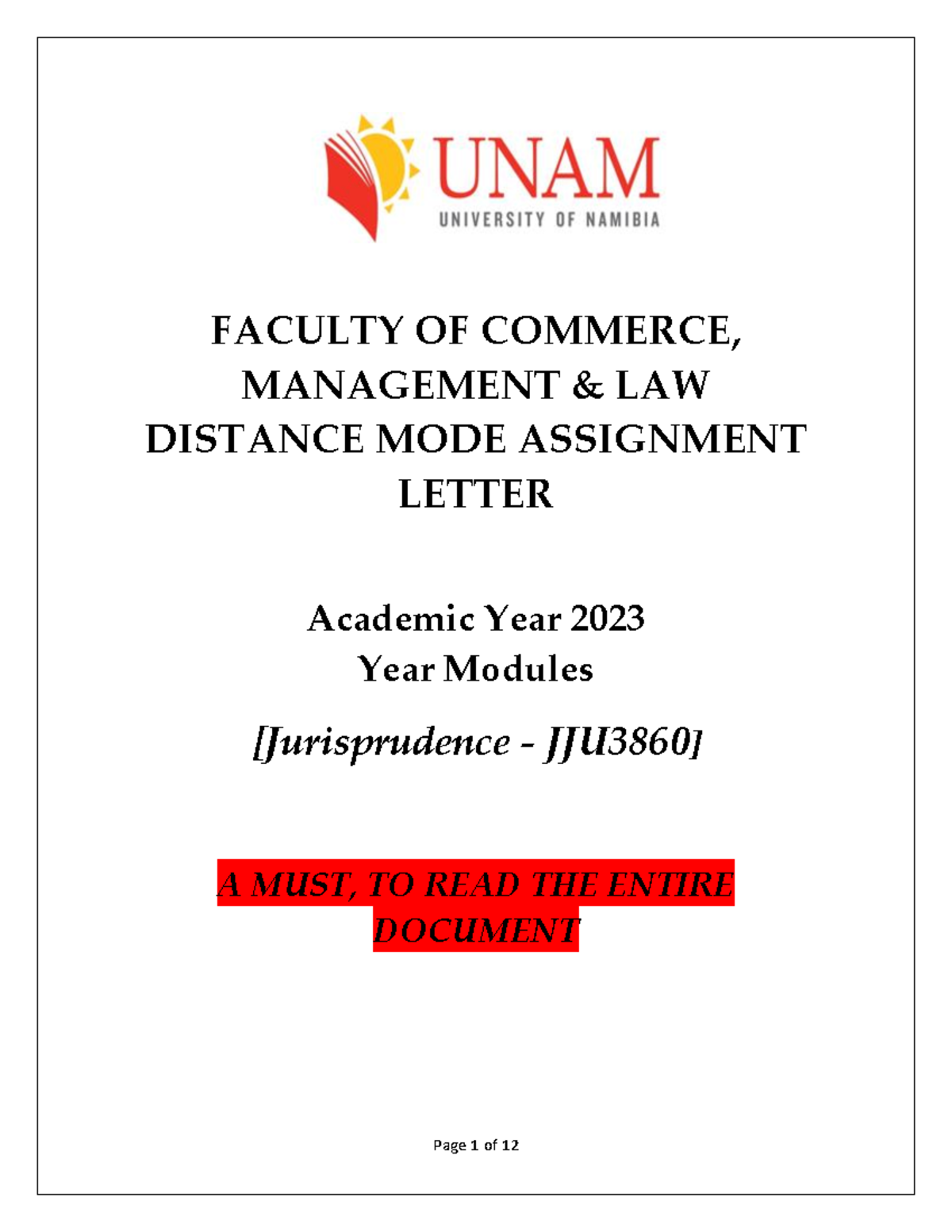 Jurisprudence Assignment 1 Guidelines - JJU3860 - Studocu