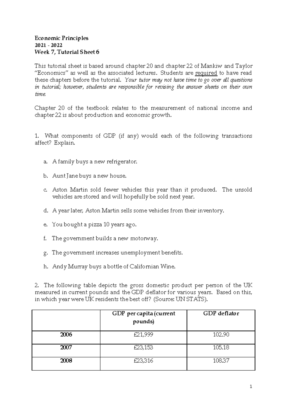 Economic Principles Tutorial 6 work sheet - ECNM08004 - Edin - Studocu