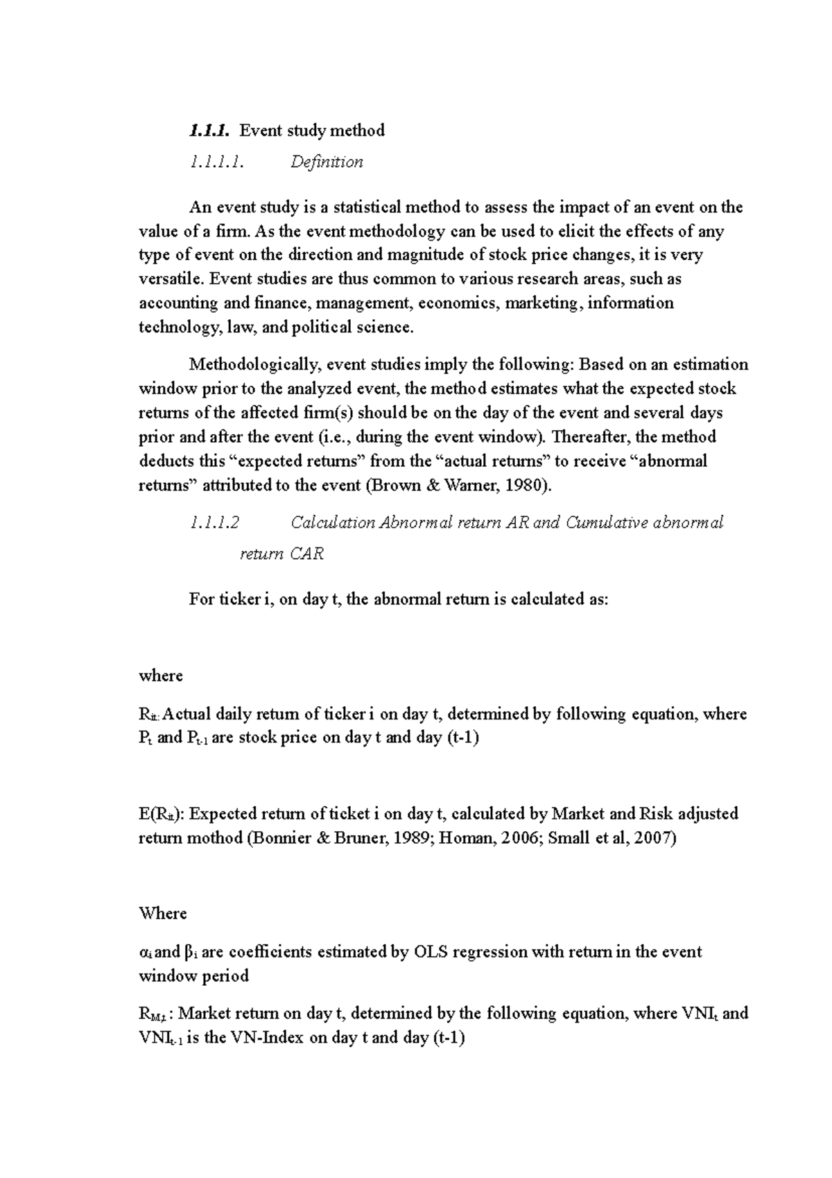 3.2. Research Model and Methodology - 1.1. Event study method 1.1.1 ...