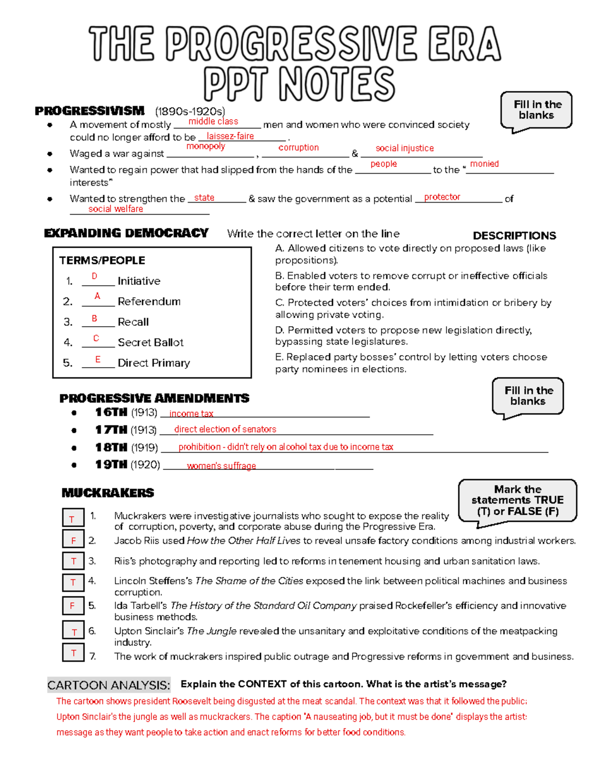 Progressive Era Overview: Key Concepts and Reforms (Course Code: 7 ...