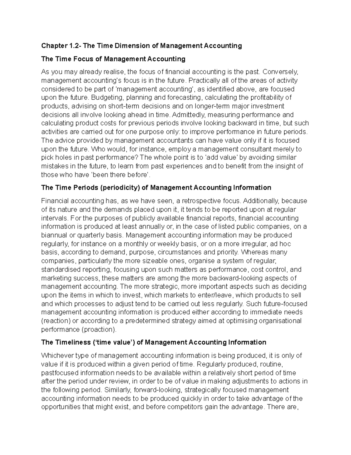 MODULE 1.2- The Time Dimension of Management Accounting - Chapter 1 ...