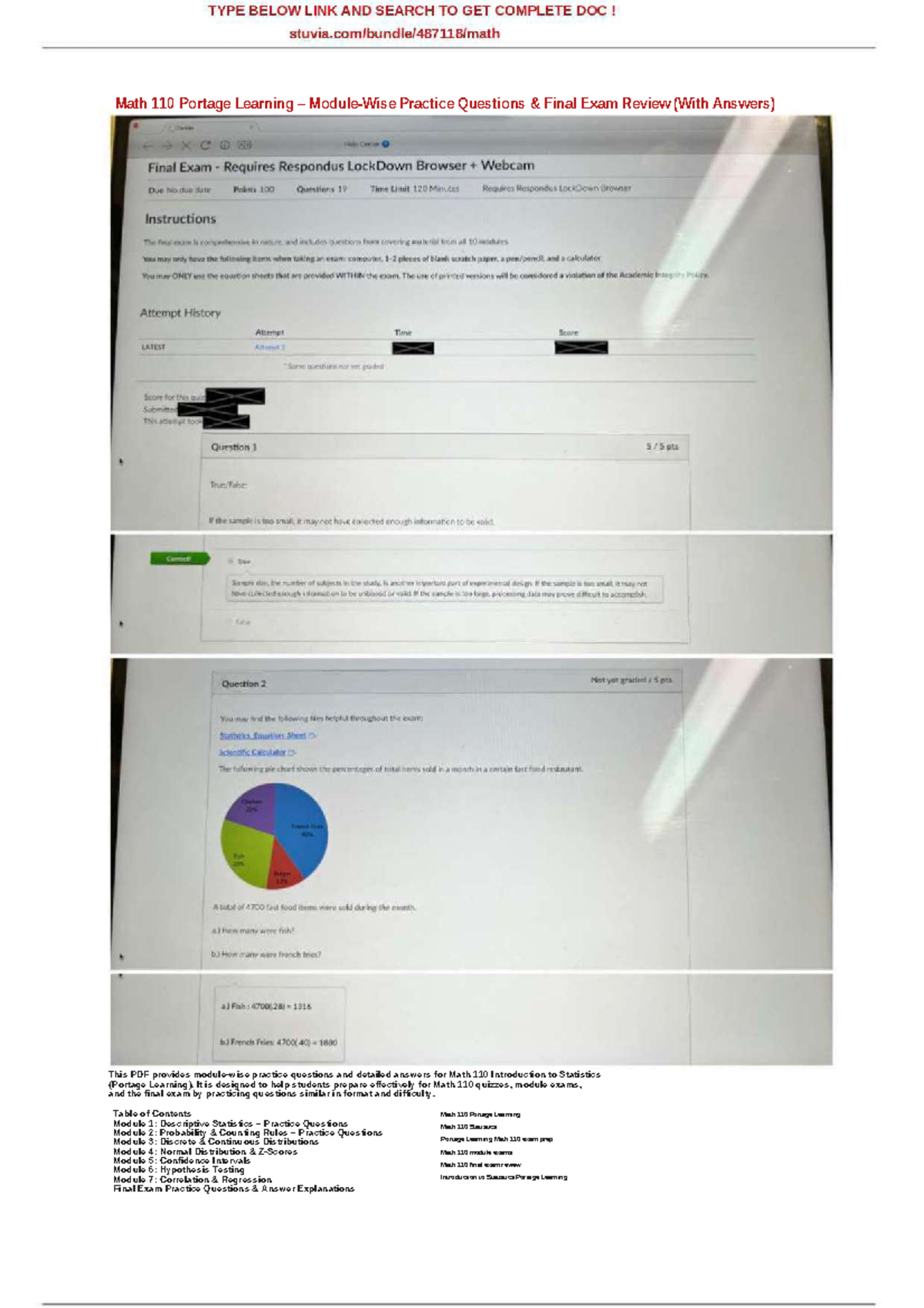 Math 110 Portage Learning Final Exam Review & Practice Questions - Studocu