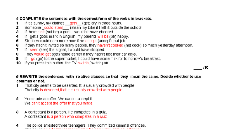 4 COMPLETE the Sentences with Correct Verb Forms - Test 2 - Studocu