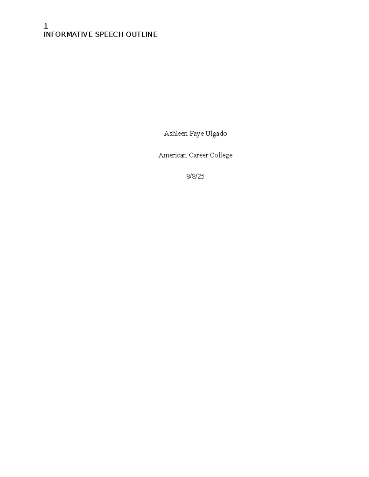 Informative Speech Outline: The Science of SAD and Sunlight - Studocu