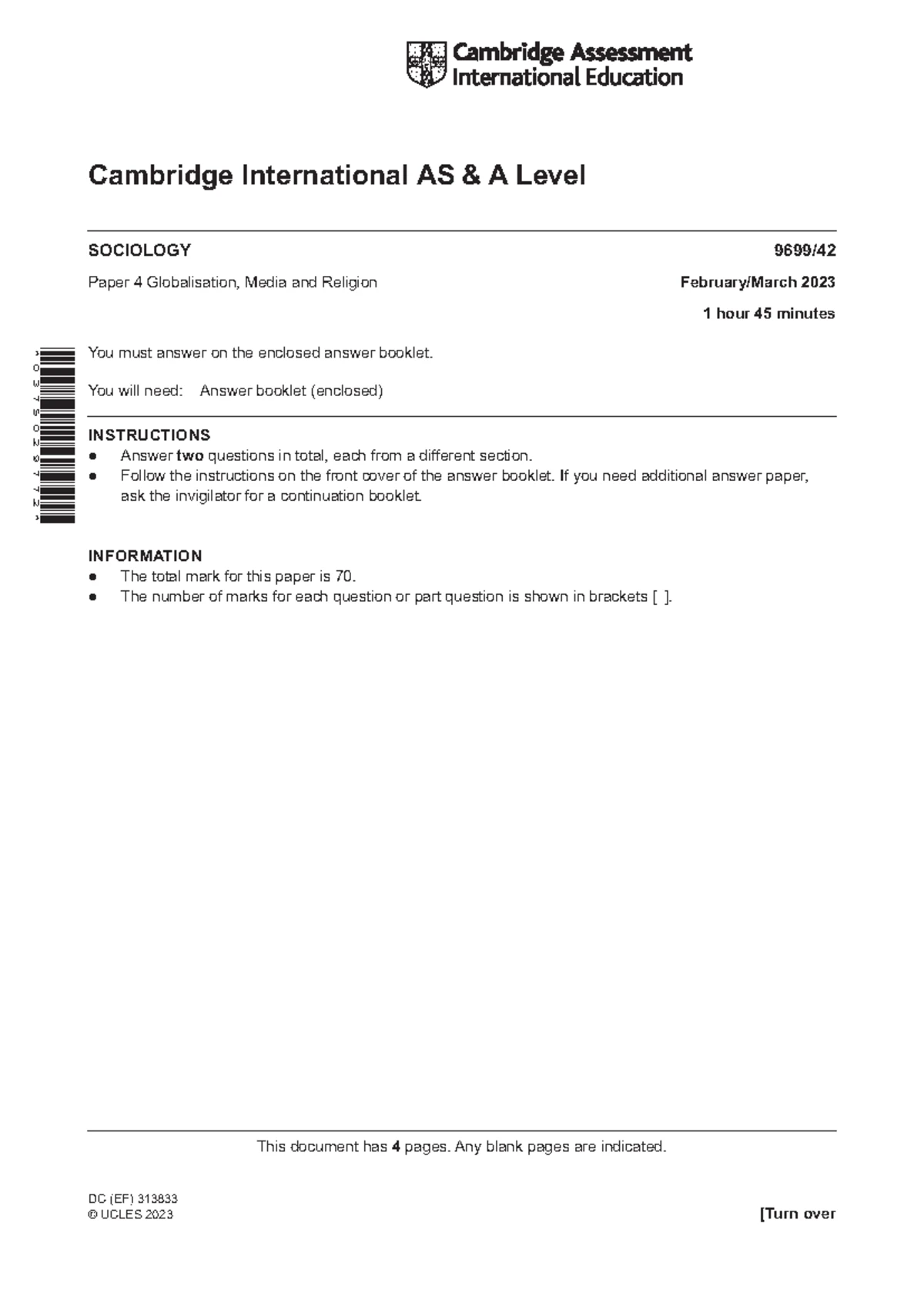 Cambridge International AS & A Level Sociology 9699 Syllabus Overview ...