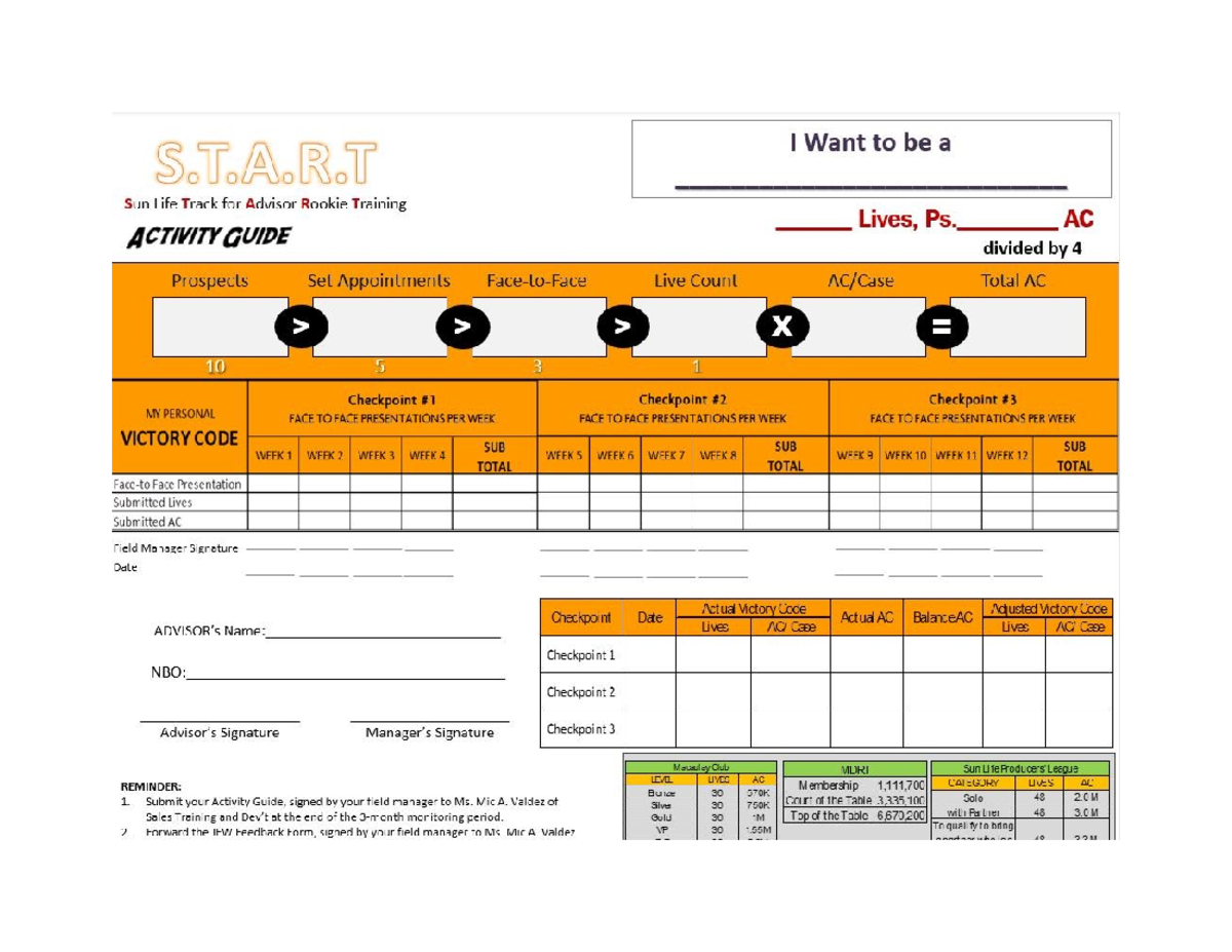 Start Activity Guide - I Want to be a S.T.A.R Sun Life Track for ...