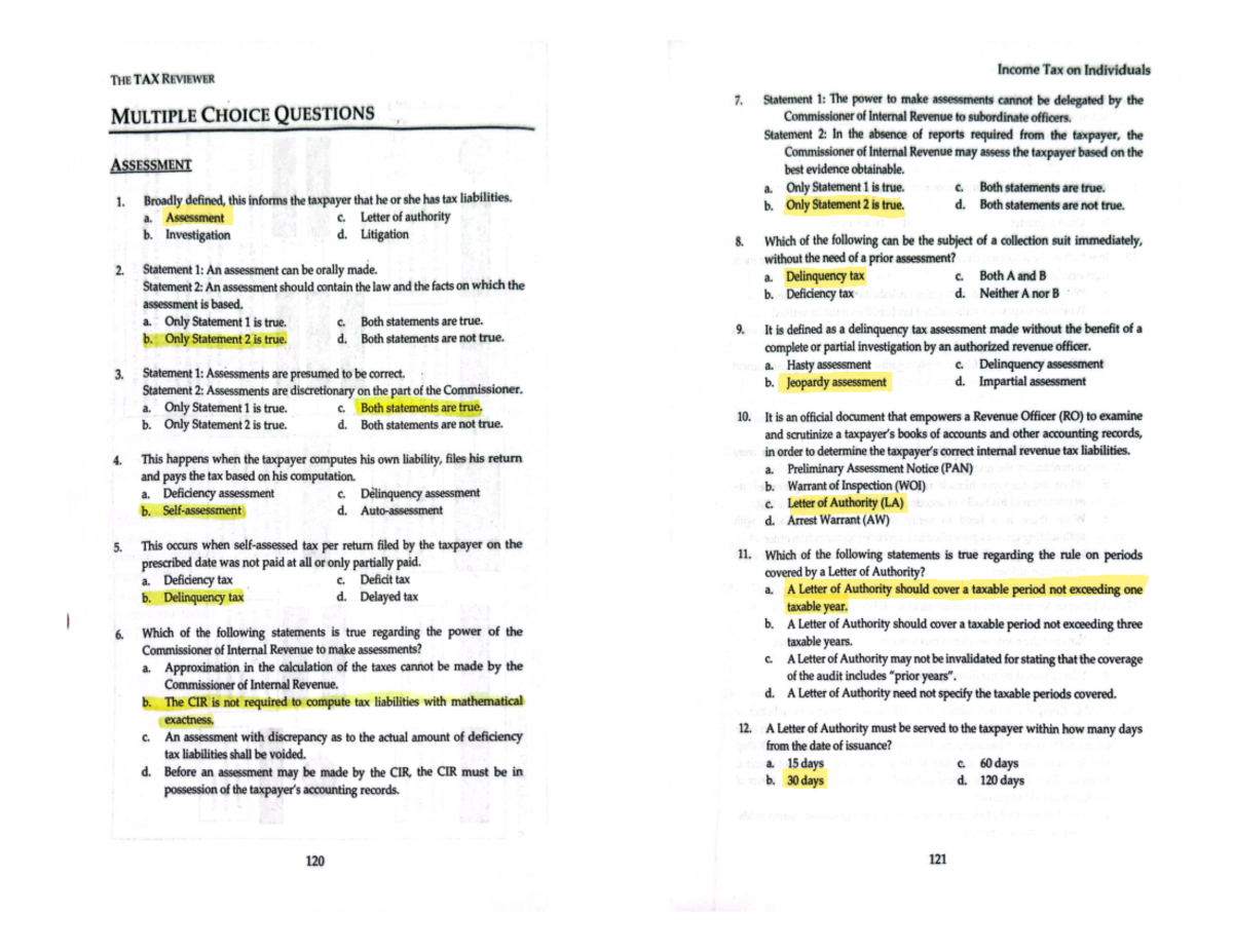 C2 - chapter 2 - tax remedies MCQ - tax_tt - Studocu