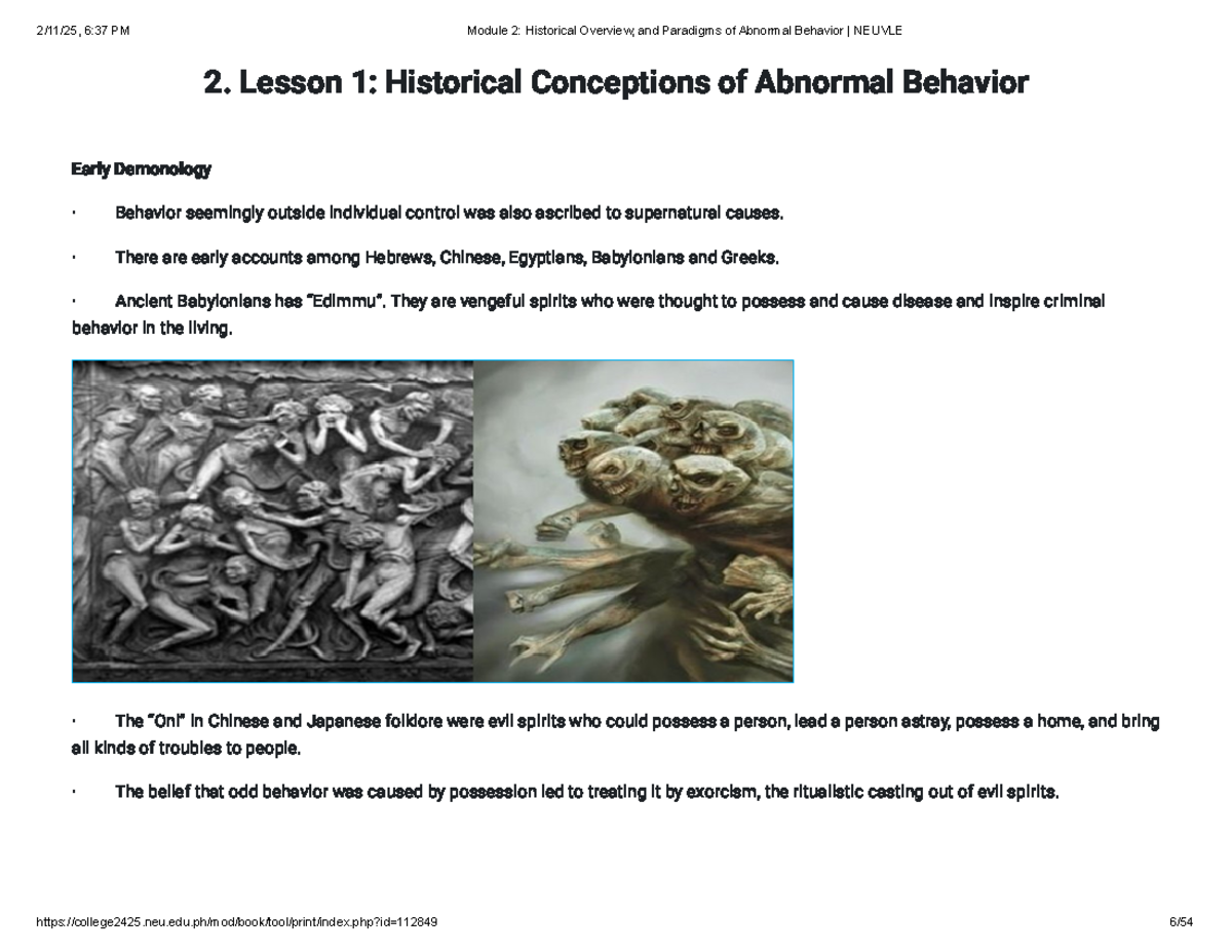 Module 2 Historical Overview, and Paradigms of Abnormal Behavior Neuvle ...