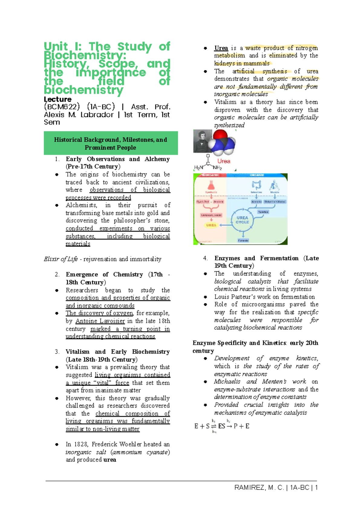 BCM622 Lecture: Biochemistry Overview and Historical Milestones - Studocu