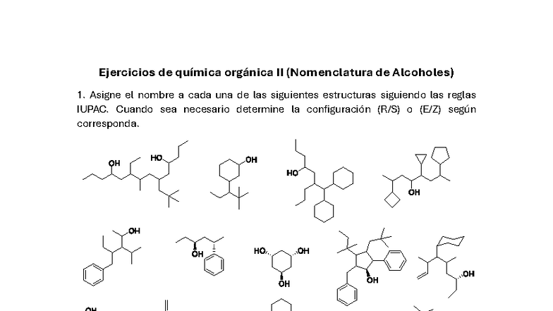 Ejercicios de Química Orgánica II: Alcoholes y Reglas IUPAC - Studocu