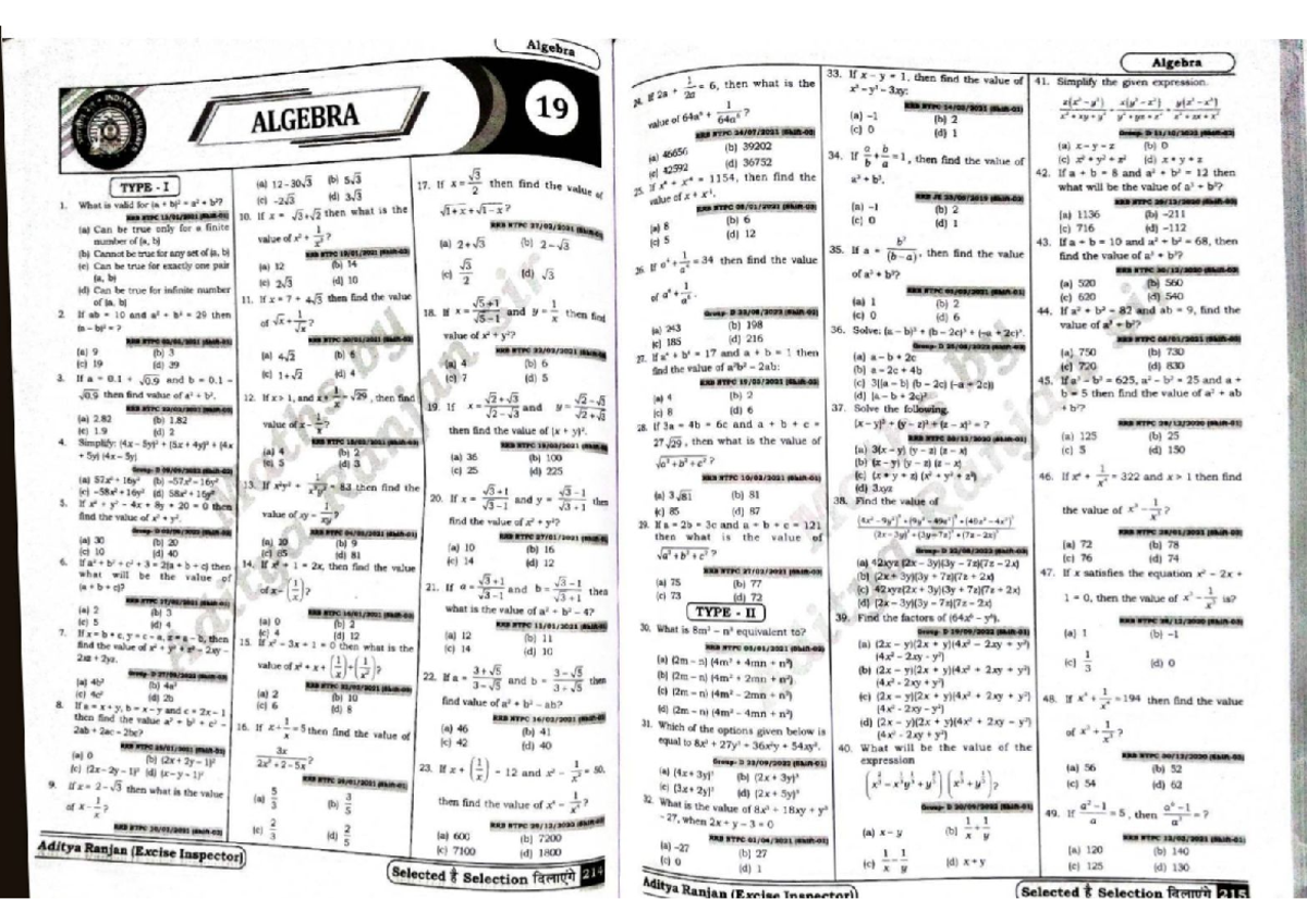 Algebra 33: Solutions and Simplifications for Exam Preparation - Studocu