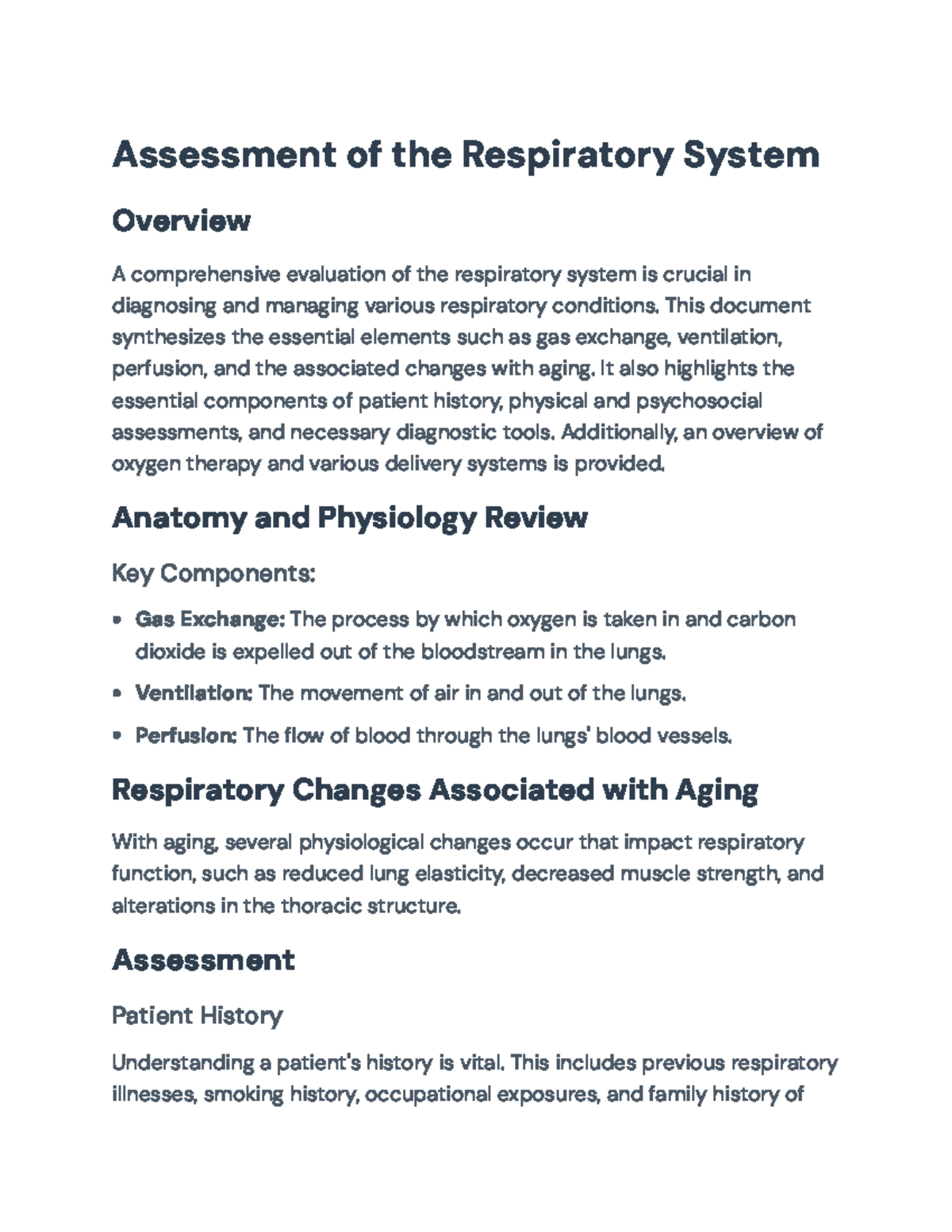 Assessment of the Respiratory System: Key Components and Considerations ...