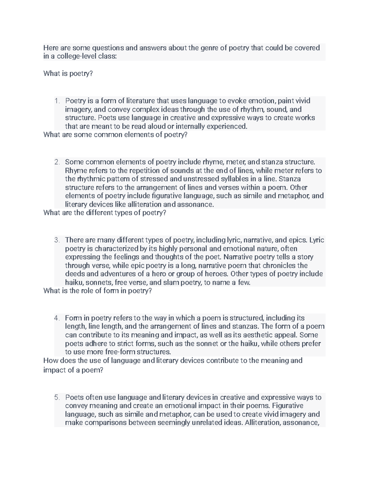 HW Q&A - Genres in Poetry: Complete Study Guide Questions & Answers ...